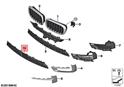 Genuine BMW X5 F15 Front Bumper Center Bottom ACC Grille OEM ...