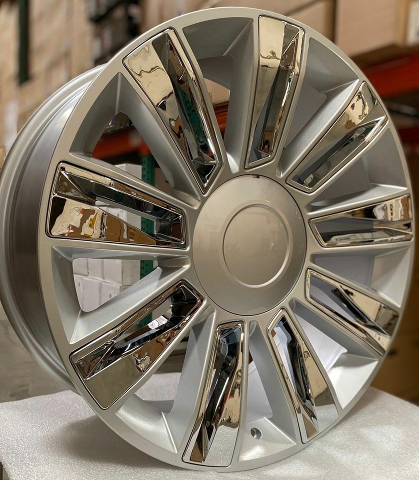 4 New 22" Rims Platinum Style Silver Chrome Wheels Fit Cadillac ...