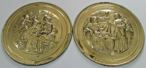 Lot of 2 Brassware Decorative Metal Plates Wall Art 12" Plaques By ...