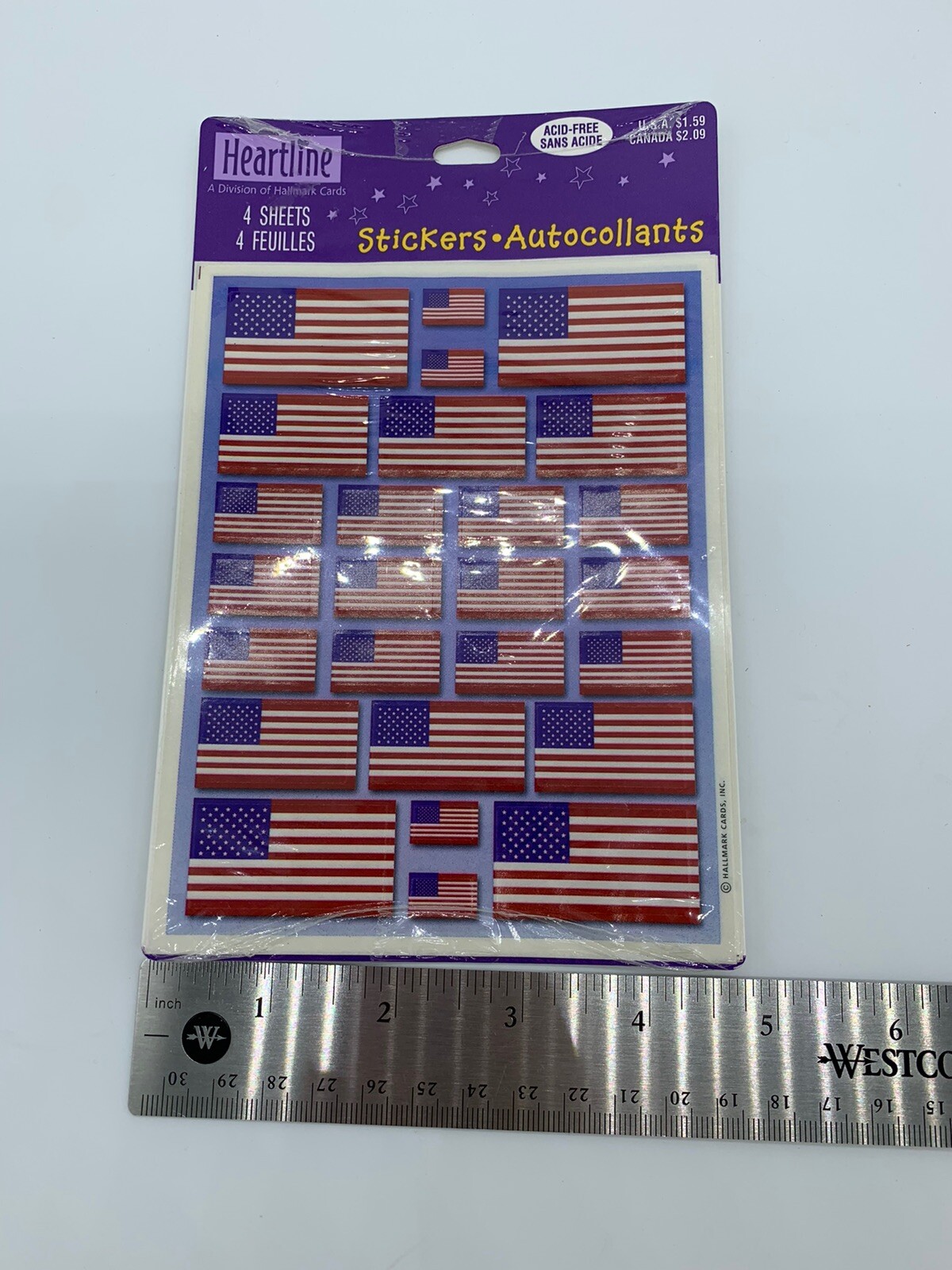 Hallmark Heartline Reward Stickers Patriotic American Flags NIP Crafts ...