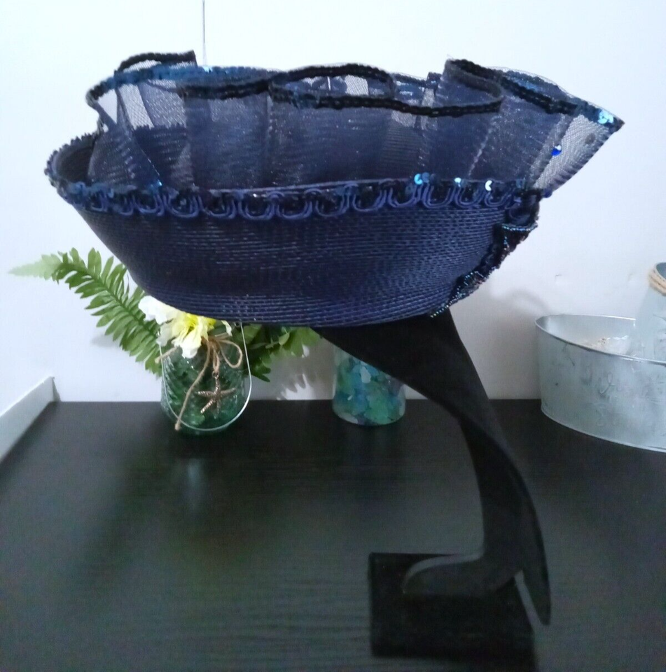 Woman's Deborah NEW YORK 80's Vintage Blue Designer Hat W/Cubic ...