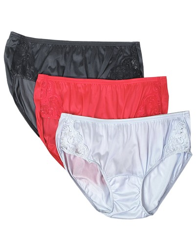 Shadowline Underwear Womens Red Black Silver Hipster Nylon Panties w ...