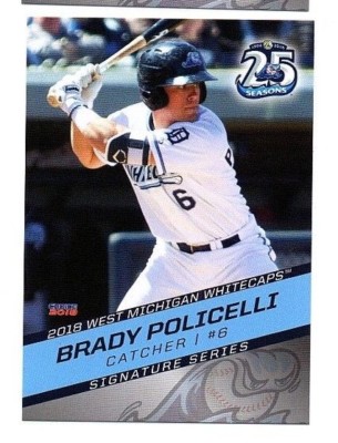 Brady Policelli 2018 West Michigan Whitecaps team set card Towson ...