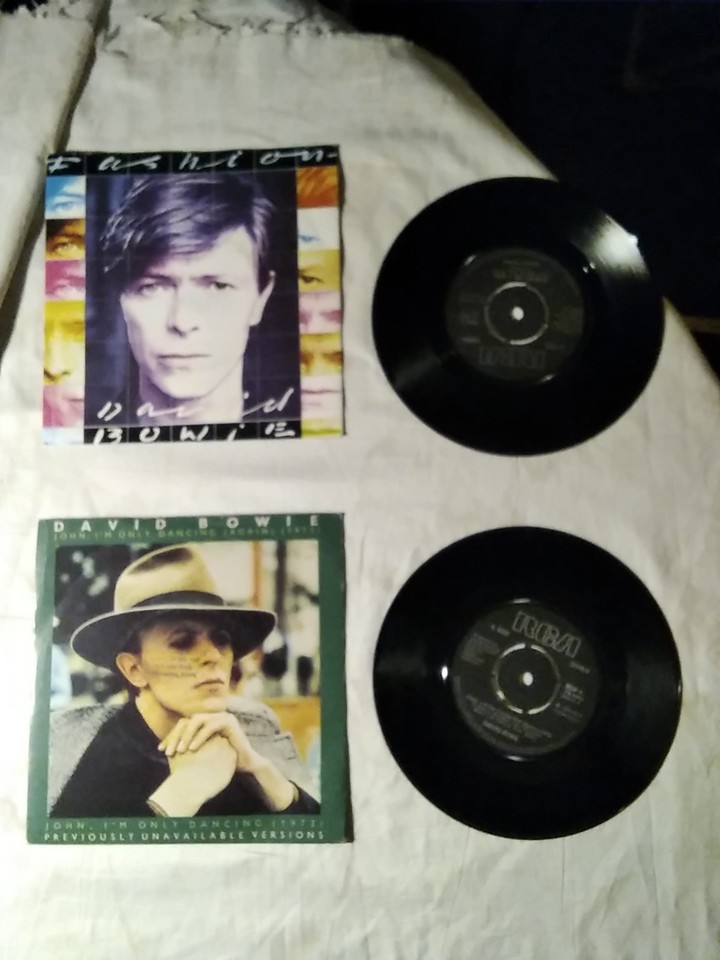 DAVID BOWIE 2 X7 INCH VINYL SINGLES RCA 1970/80s PICTURE SLEEVES BOTH ...