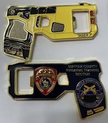 SUFFOLK COUNTY POLICE TASER 7 FIREARMS RANGE OPENER SCPD CHALLENGE COIN ...