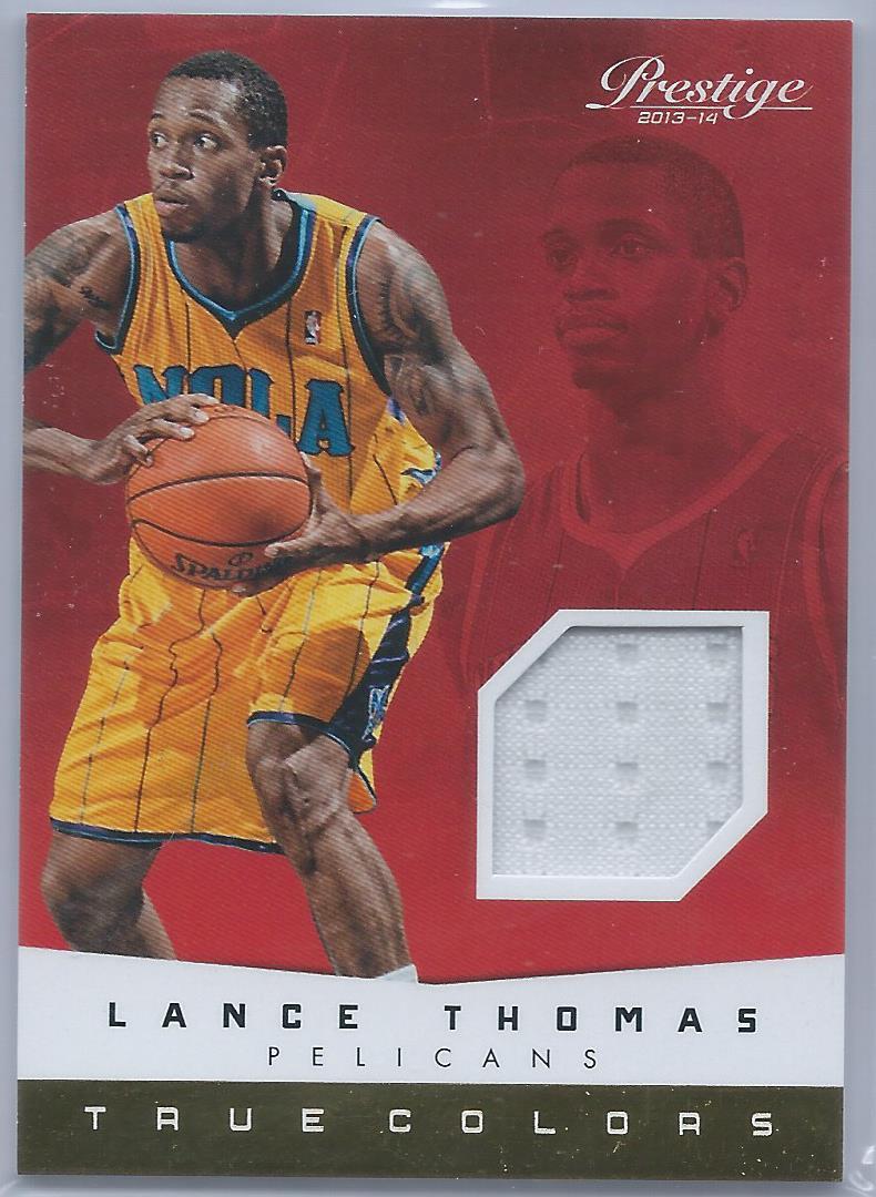 2013-14 Panini Prestige TRUE COLORS JERSEY LANCE THOMAS Pelicans Thunder Knicks | eBay