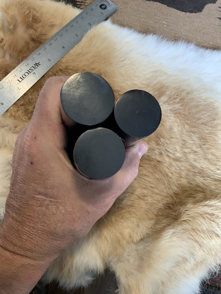 BUFFALO HORN KNIFE HANDLE Rods Polished Cylinder 5” X 1 3/16” Black ...