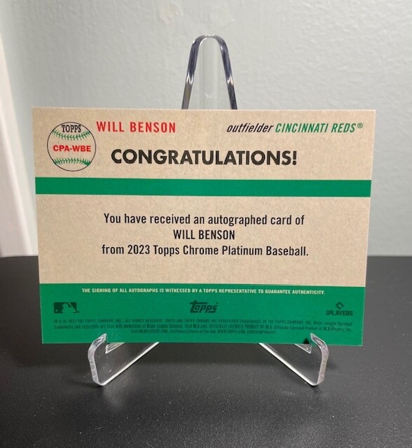 Will Benson 2023 Topps Chrome Platinum Anniversary Certified Autograph ...