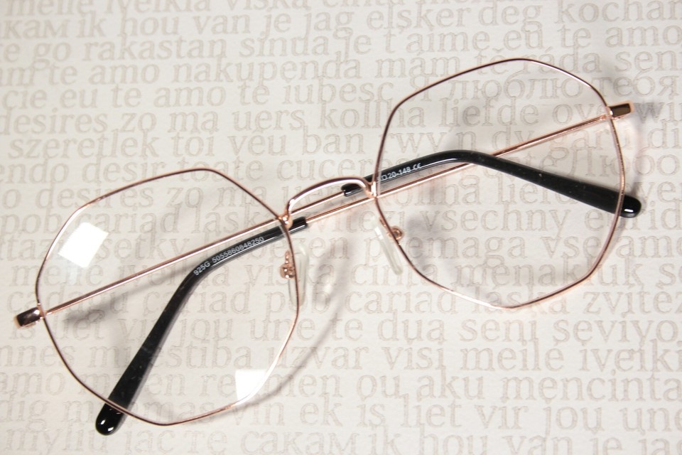 Medium Large SUNOPTIC 925G Rose Gold Color Octagonal Glasses Eyeglass ...