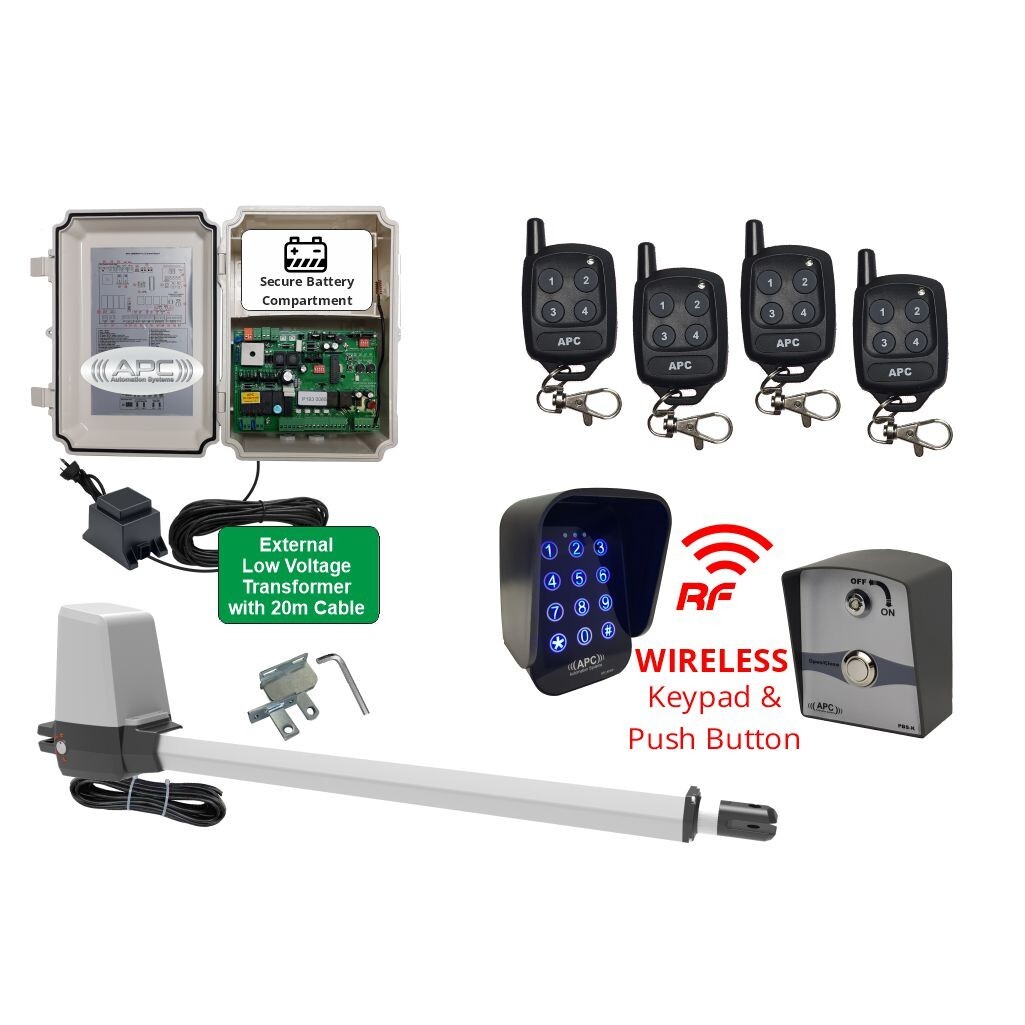 APC Gate Automation Kit with Wireless Keypad & Push Button Switch and 4 ...