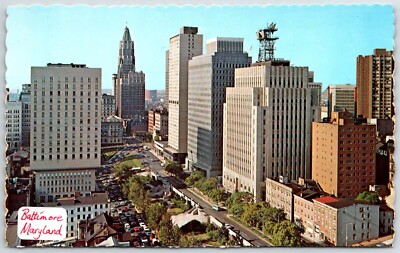 Baltimore Maryland 1960s Postcard Aerial View Downtown Skyline | eBay