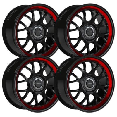 (Set-4) Vision 478 Alpine 20x8.5 5x100 35mm Black Red Wheels Rims 20 ...