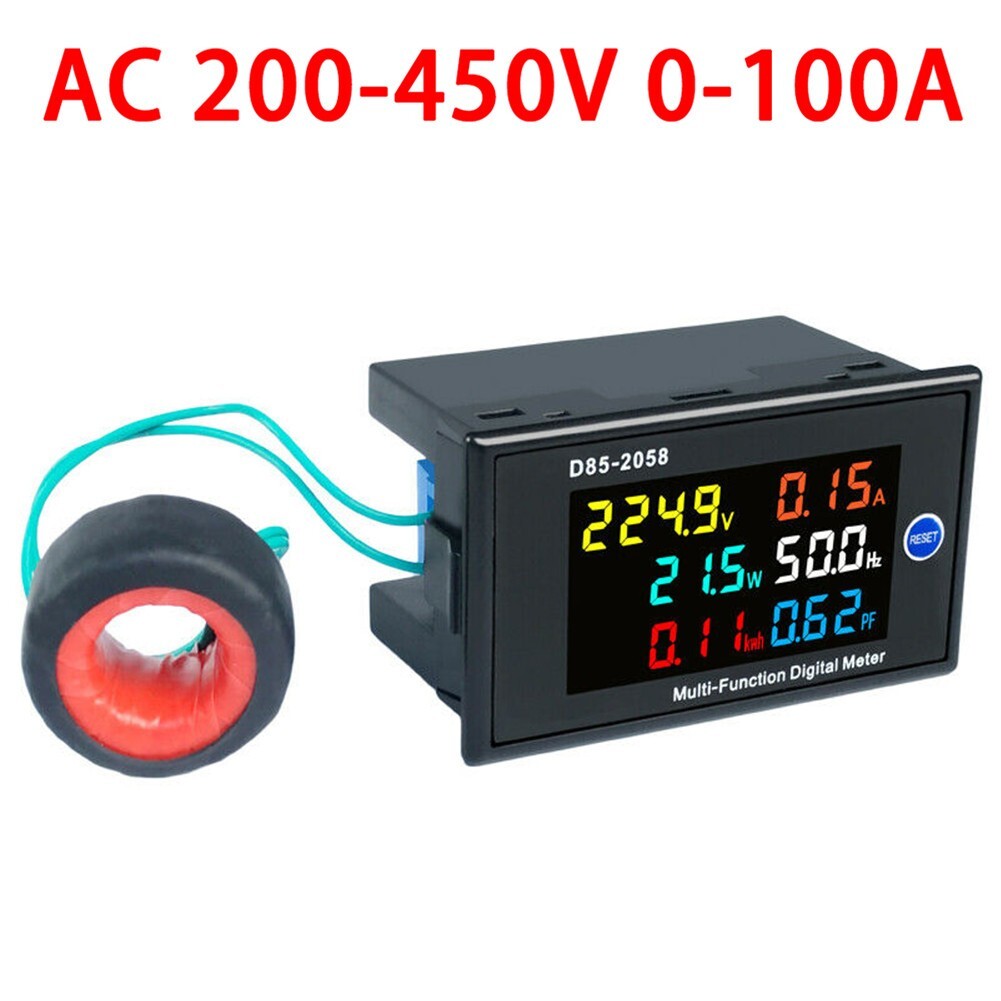 LCD AC Panel Meter Voltage Amps Frequency Energy Power with Easy ...