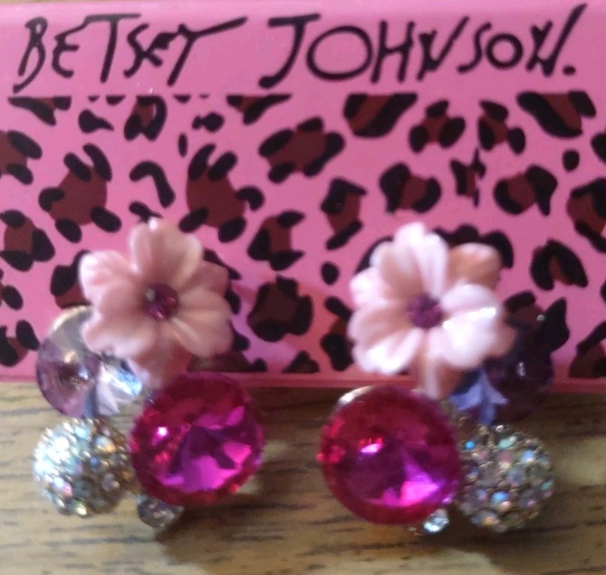 Betsey Johnson Multicolor Rhinestone Flower Blossom Stud Earrings | eBay