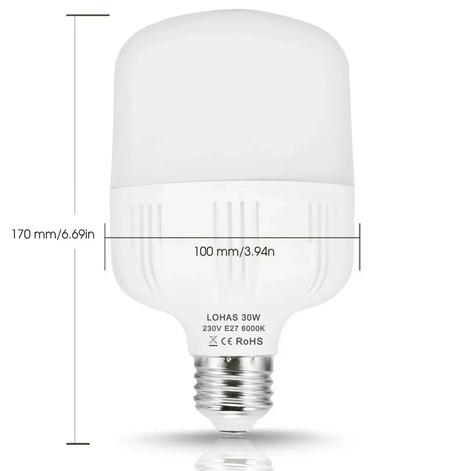 250-300W Equivalent E27 LED Light Bulb , 3400 Lumens Daylight 6000K 30W ...