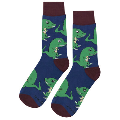 NWT Toon Rex Dress Socks Novelty Men 8-12 Blue Crazy Fun Sockfly | eBay