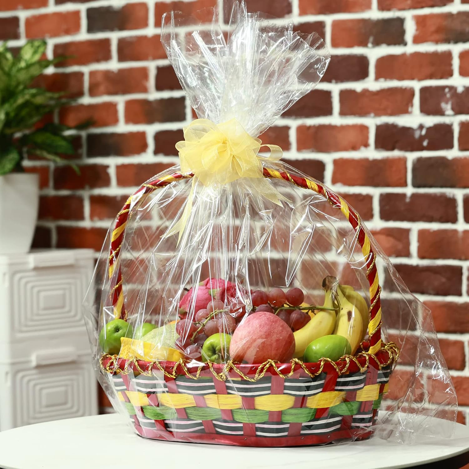50 Packs Large Clear Cellophane Basket Bags 24" X 30" Cellophane Basket ...