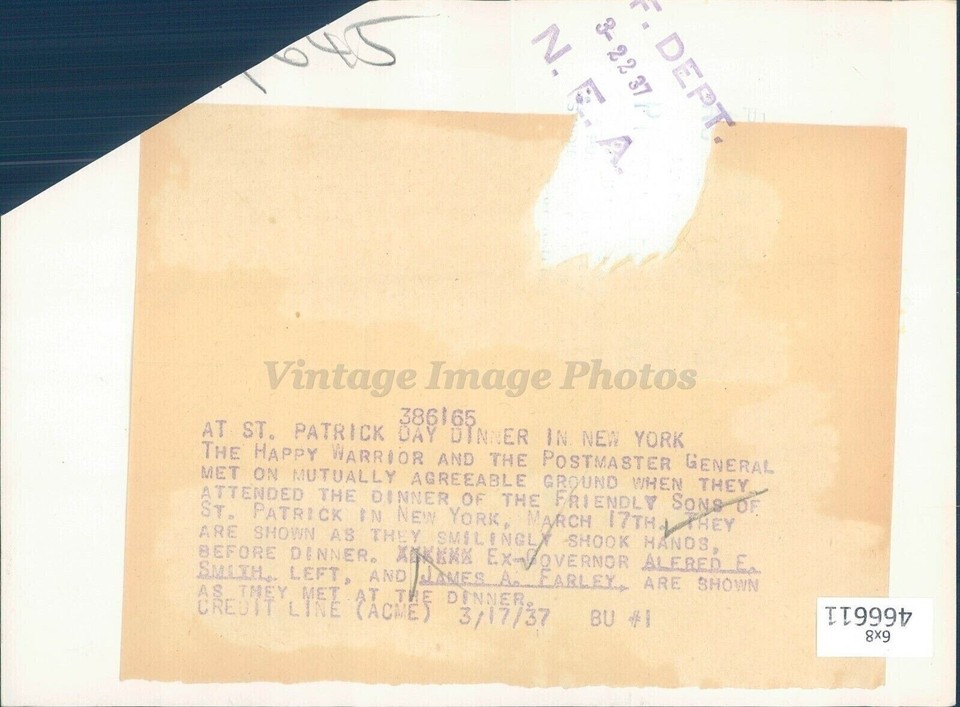 1937 Photo James Farley Alfred Smith Postmaster General Business Men St ...