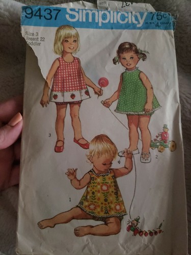TODDLER TOP BLOOMERS SIMPLICITY 9437 SEWING PATTERN, SIZE 3 CUT ...