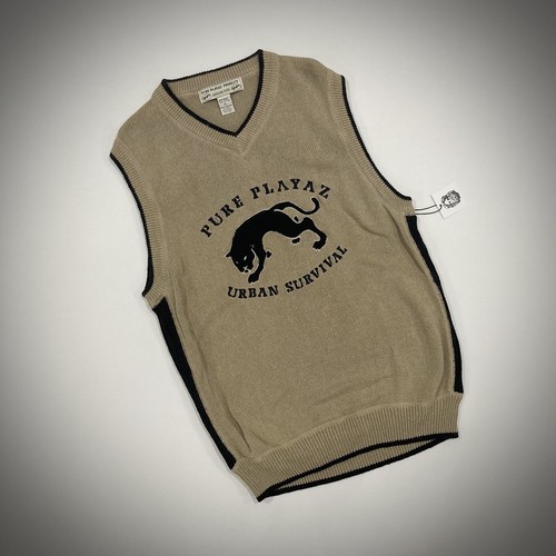 Vintage 90s Pure Playaz Sweater Vest OG Classic NY Street Fashion Adult ...