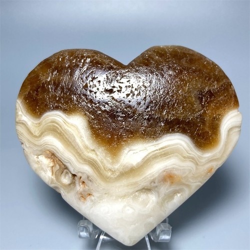 133g Natural Crystal Quartz Banded Yellow Calcite Geode Heart Healing ...