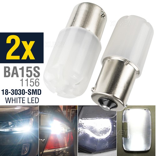 1Pair 1156 BA15S LED Light Bulb Brake Reverse Turn Stop Tail Car White ...