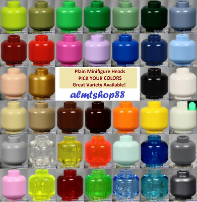 LEGO - Minifigure Heads - Plain Colors Solid Monochrome Lot Food ...