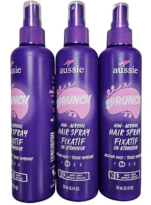 Aussie Hairspray SPRUNCH 8.5oz PUMP Medium Hold ( 3 pack ) | eBay