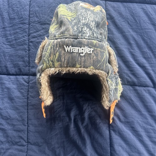 Vintage Wrangler Fur Trapper Hat Realtree Camouflage Orange One Size ...