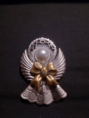 Napier Angel Pin Silver, Gold, Pearl Preowned in excellent condition | eBay