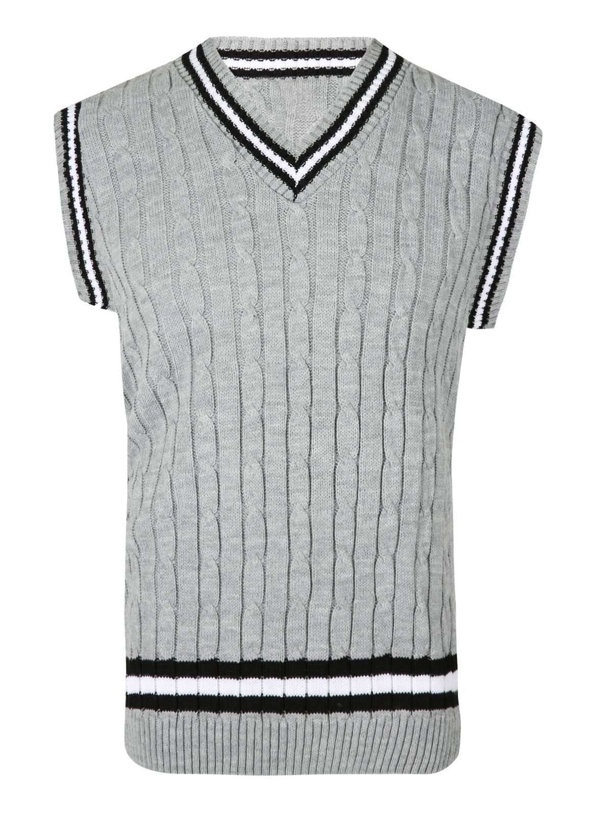 Mens Classic Cable Knitted Cricket Tank Top V Neck Sleeveless Jumper ...