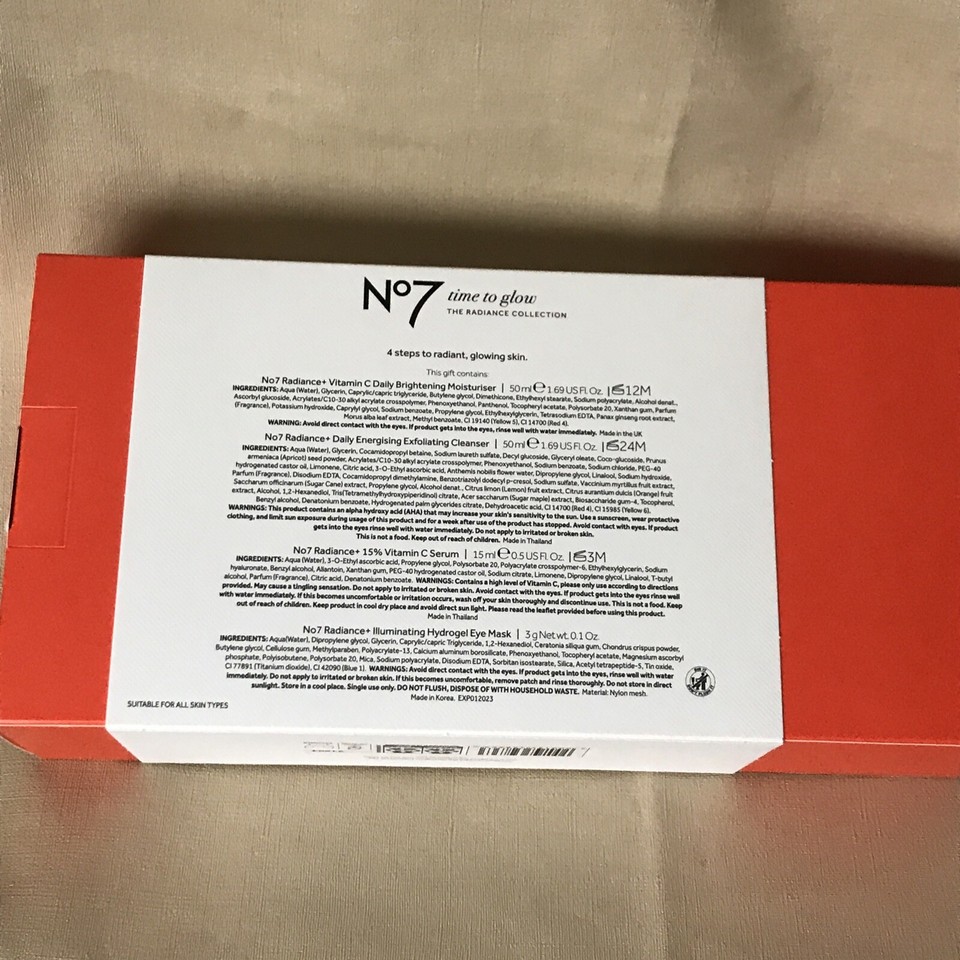 No 7 Time to Glow The Radiance Collection 4pc Gift Set NEW $40 | eBay