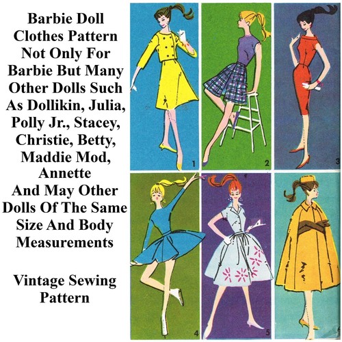 Barbie Doll Clothes Pattern Vintage Sewing Pattern Fits Barbie & Many ...