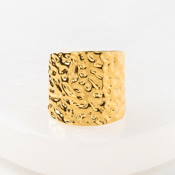 Plunder Ring (new) MAYLETTE - WIDE TEXTURED GOLD, ONE SIZE FITS ALL ...