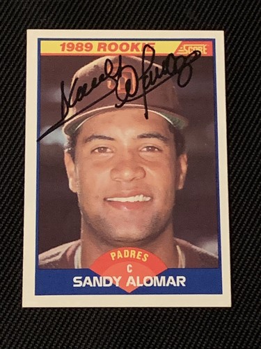 SANDY ALOMAR JR. 1989 SCORE ROOKIE SIGNED AUTOGRAPHED CARD #630 PADRES ...