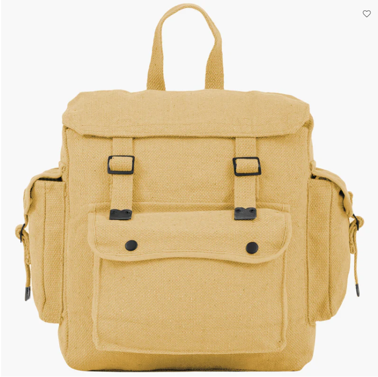 Large Canvas Webbing Backpack Satchel Rucksack Pocketed Haversack ...