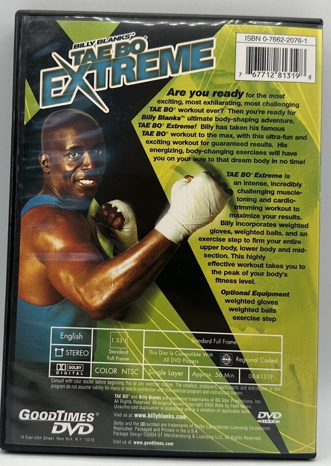 Tae Bo Extreme Billy Blanks DVD TaeBo Push Your Limits Great Condition ...