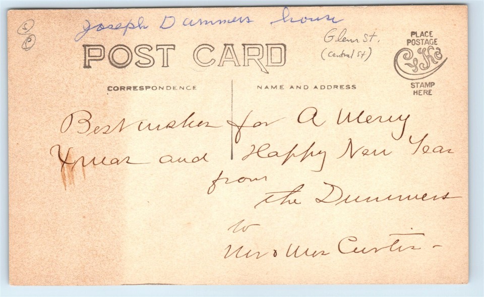 Postcard Joseph Dummer's House, Glen St (Central St), Rowley MA RPPC ...