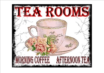Vintage Retro Style Tea Shop Advertising Sign door sign, Tea Rooms Sign ...