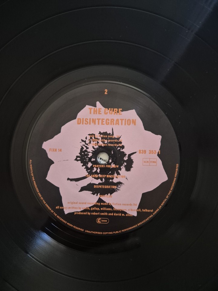 The Cure Disintegration LP Album Smooth Cover Europe 1989 Vinyl Record ...
