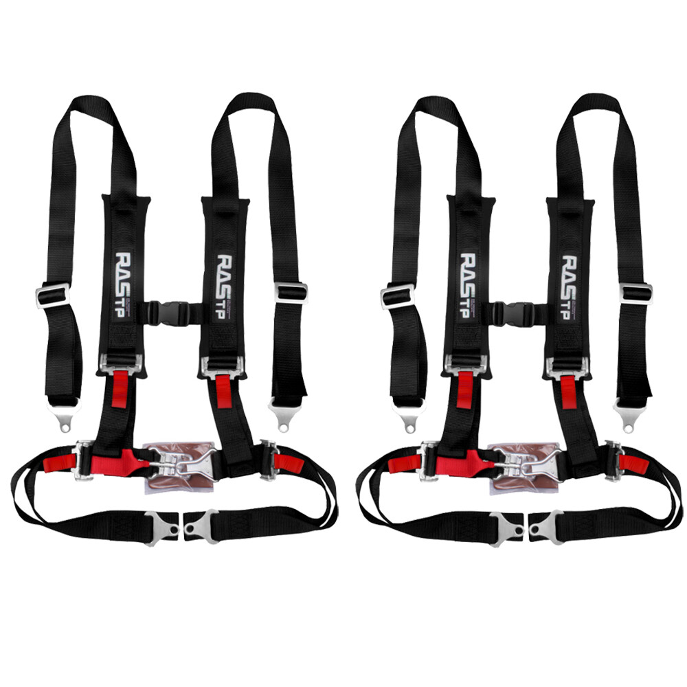 2X Black 2in 4-Point Racing car Harness Quick Release Seat Belt w ...