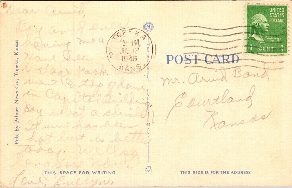 Gage Park Swimming Pool Topeka Kansas KS Linen Postcard PM Cancel WOB ...