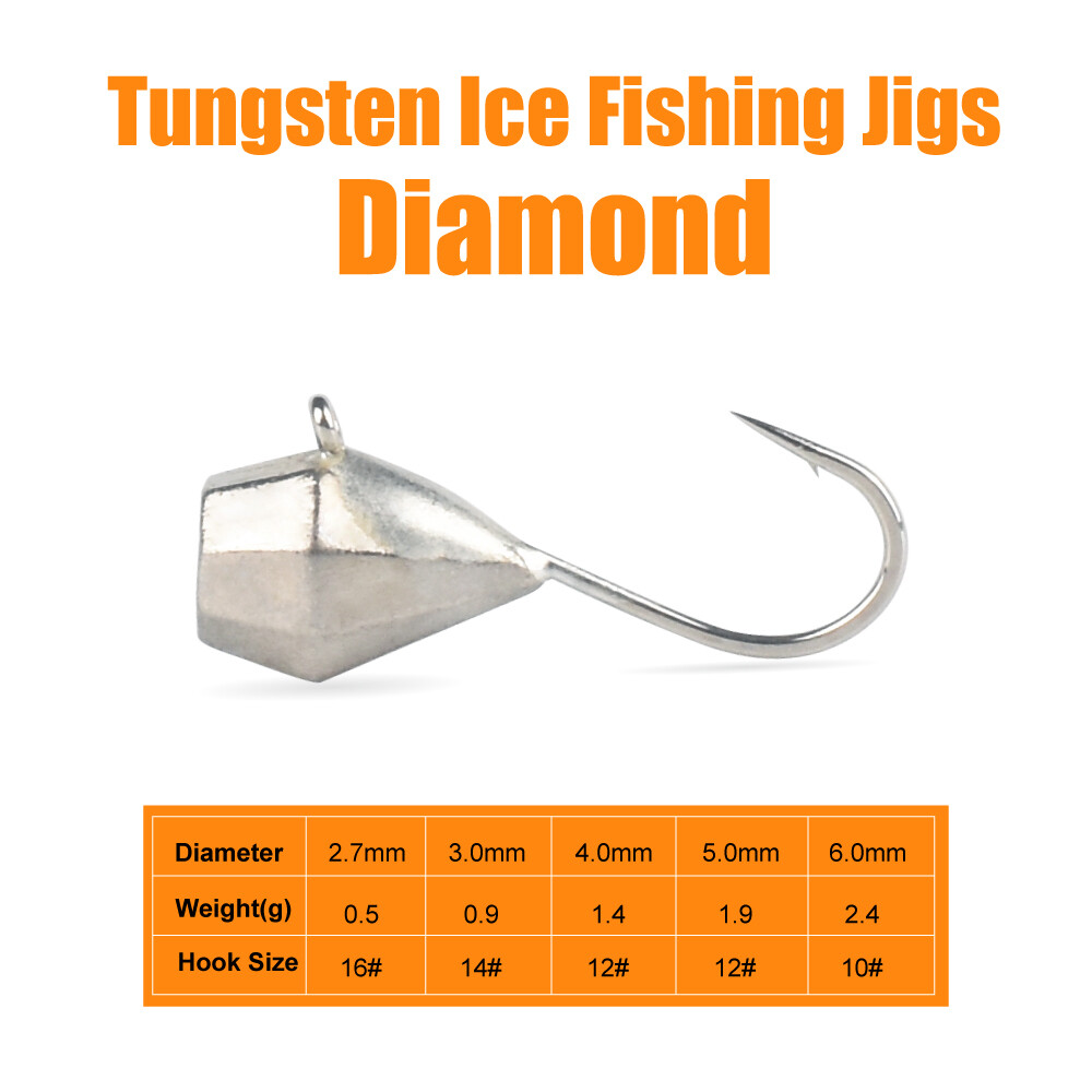 MUUNN 25pcs Unpainted Diamond Tungsten Ice Fishing Jigs, Diamond Ice ...