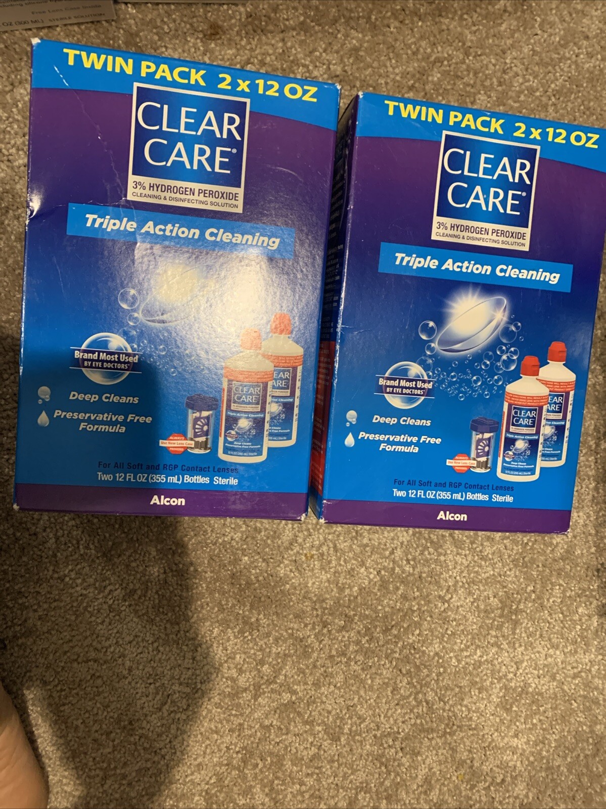 Clear Care Triple Action Cleaning 2 Bottles 12 FL oz each Deep Clean ...
