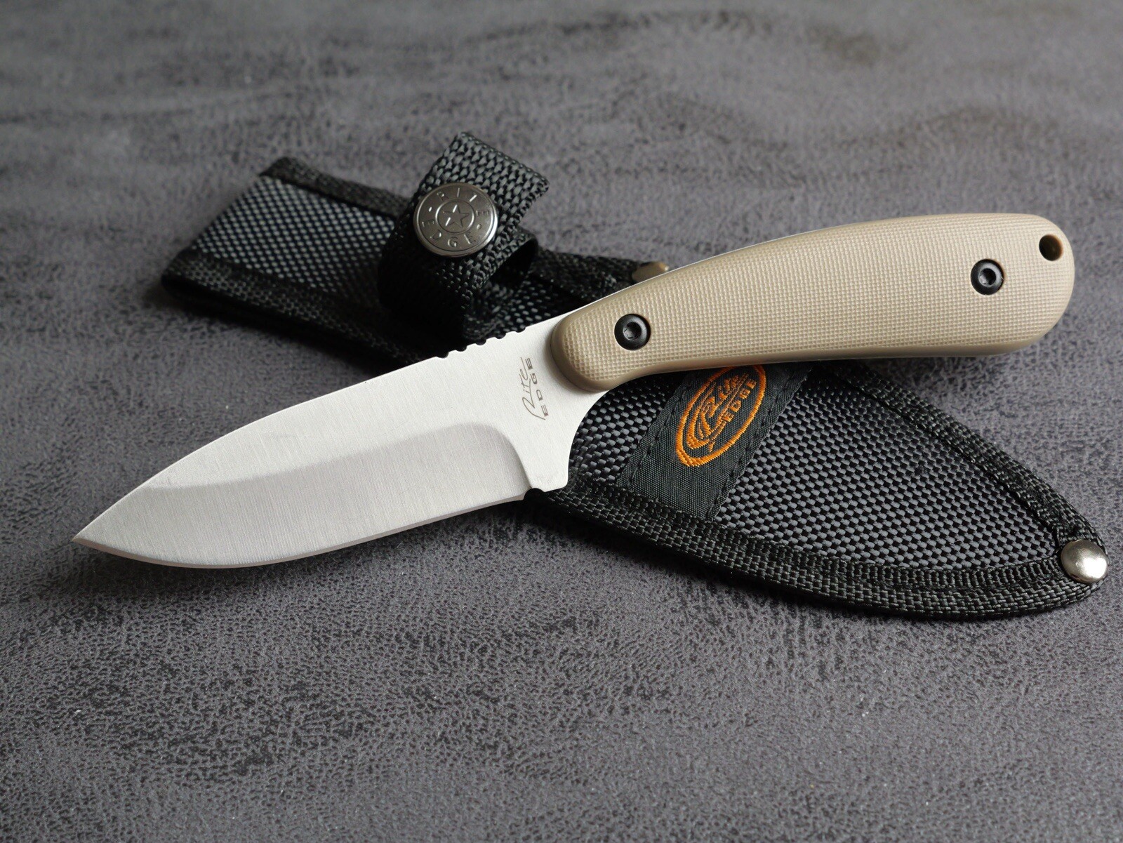7” Mini Fixed Blade Knife Heavy Duty Full Tang Nylon Sheath Tan Scales ...