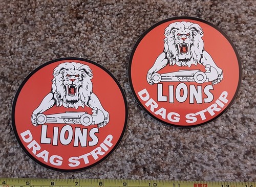 Lot of 2 Retro Lions Drag Strip Racing Decals Stickers NHRA Hot Rod Rat ...
