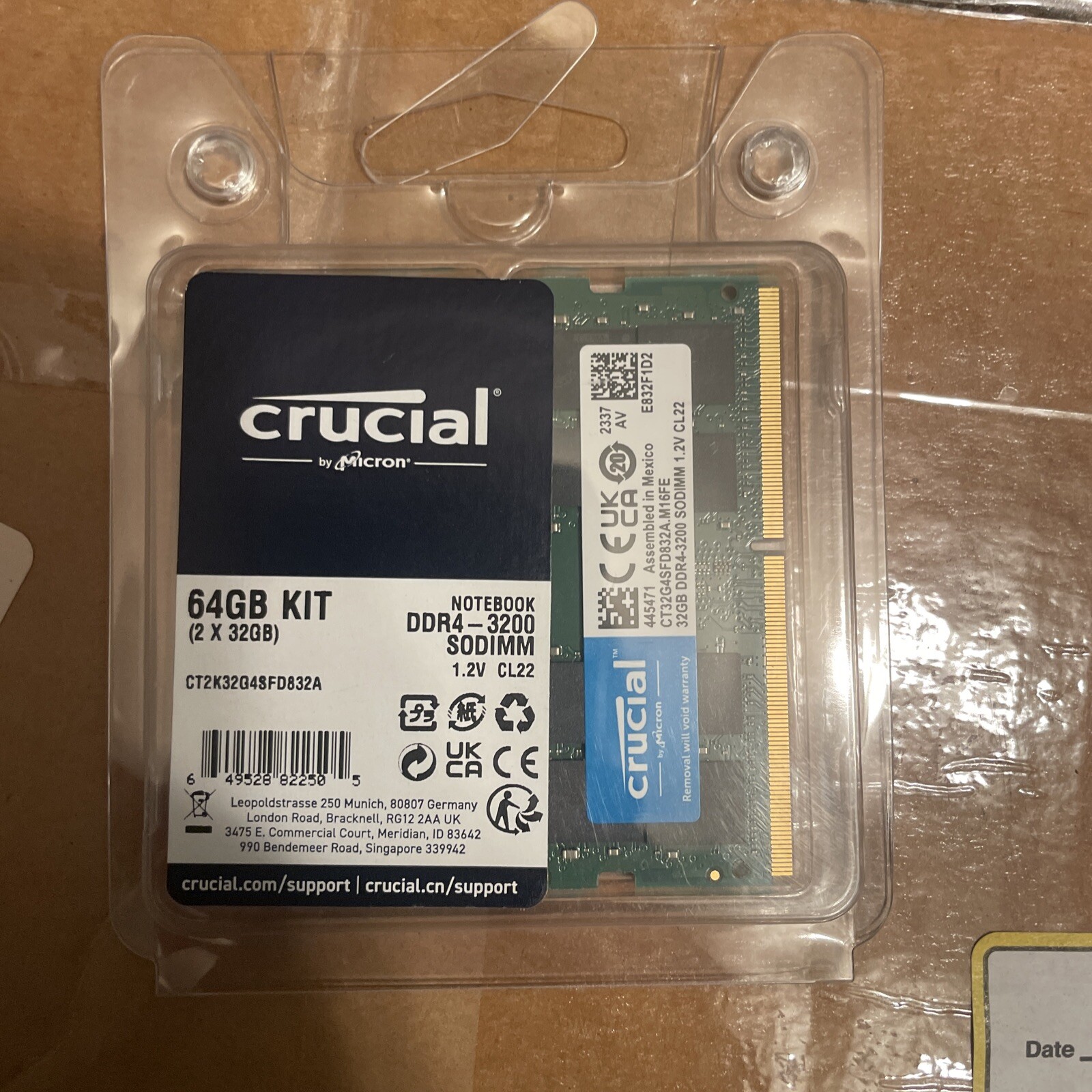 Crucial 64GB Kit (2 x 32GB) DDR4-3200 SODIMM Memory 649528822505 | eBay