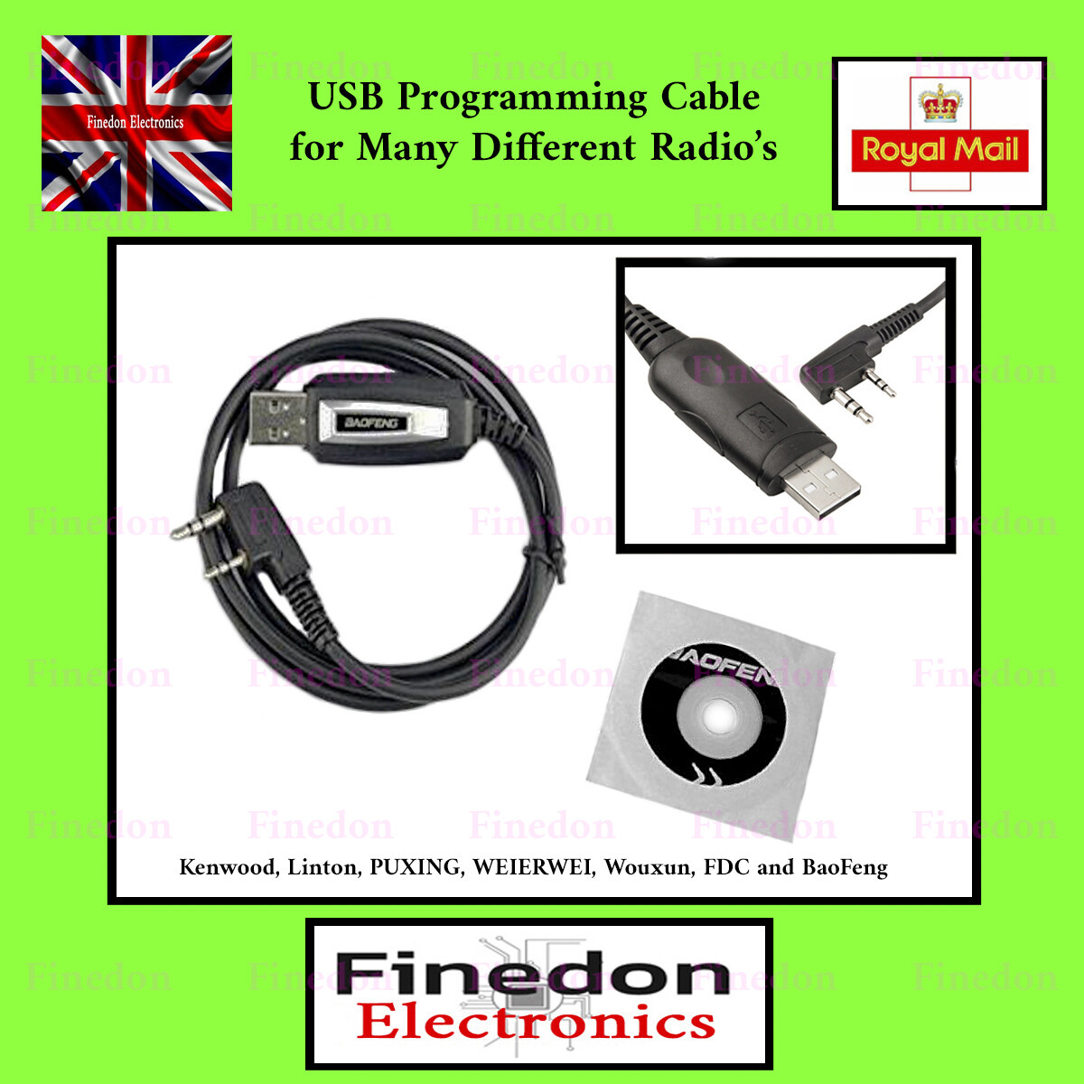 USB Baofeng Programming Cable CD UV-5R BF-888S Kenwood UK Seller | eBay UK