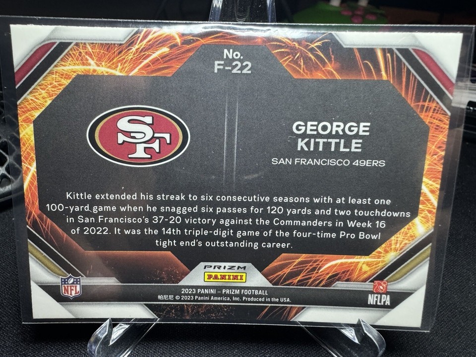 George Kittle Fireworks Green Cracked Ice SP 2023 Panini Prizm 49ers ...