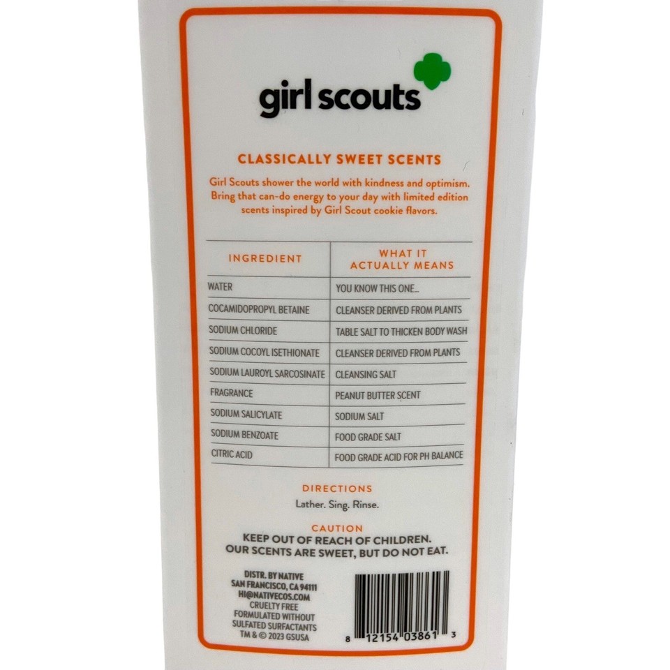 2x Native Girl Scouts Peanut Butter Do-Si-Dos Body Wash 18 fl oz | eBay
